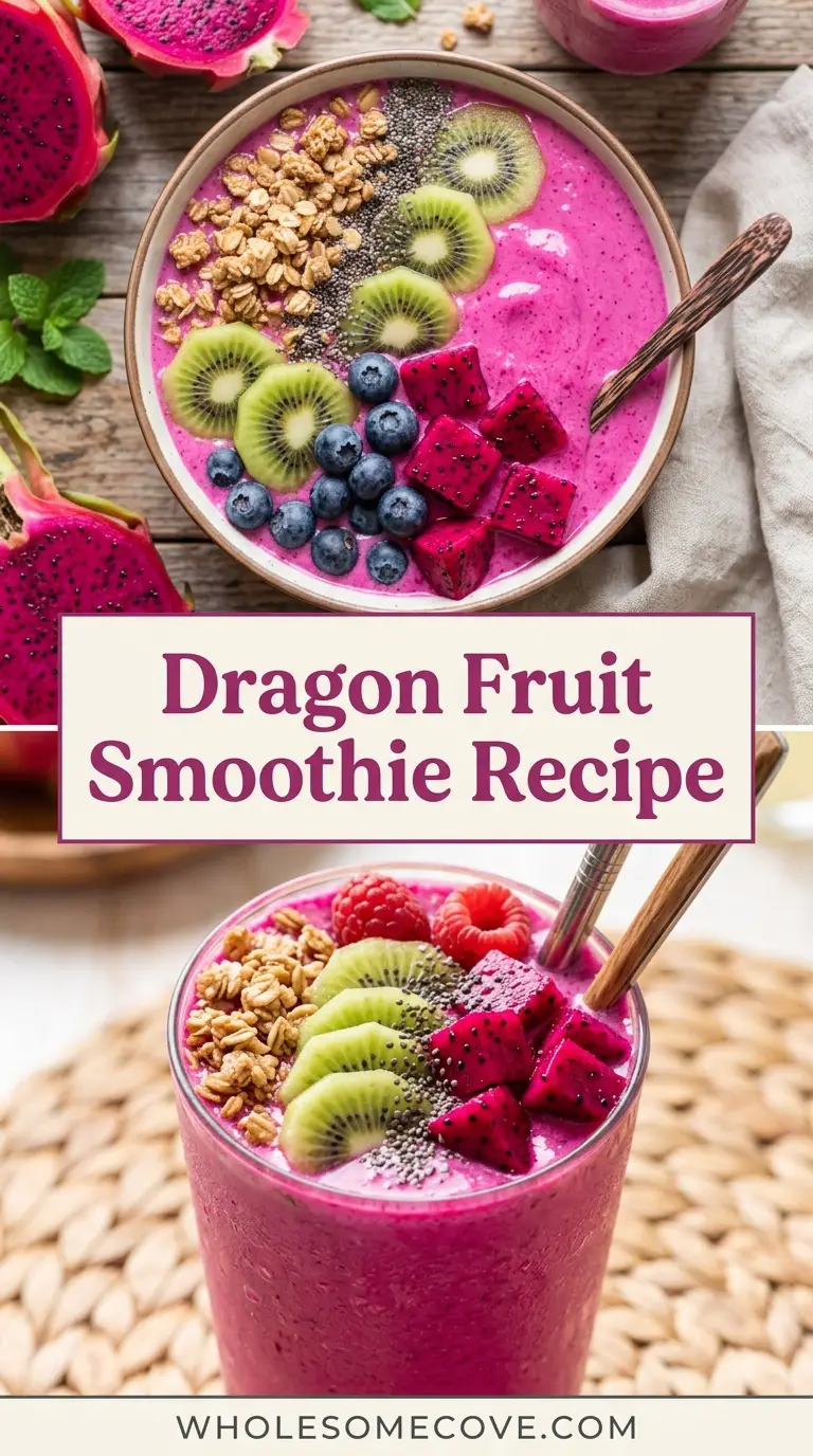 Dragon Fruit Smoothie Recipe (5 Minutes, Stunning Pink!) - Wholesome Cove